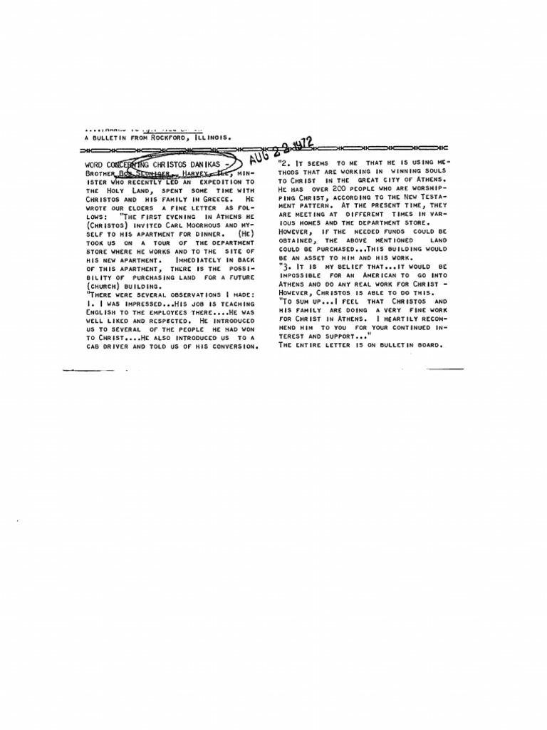 Christos' Mission Work in Athens | PDF