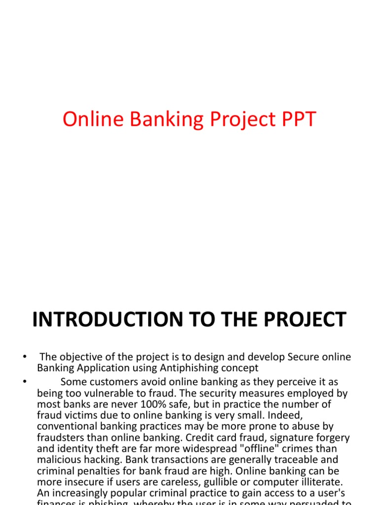 Online Banking Project Overview | PDF | Online Banking | Banks & Banking