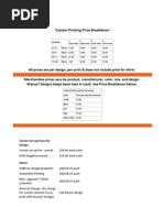 Screen Printing Price Chart | PDF