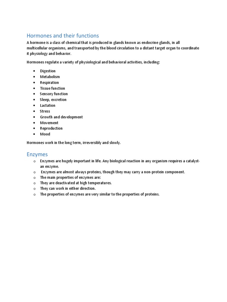 Hormones & Enzymes Explained | PDF