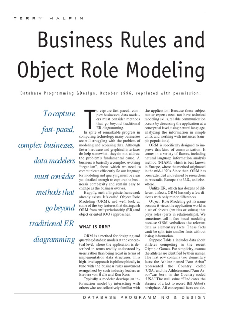 Business Rules and Object Role Modeling | PDF | Conceptual Model ...