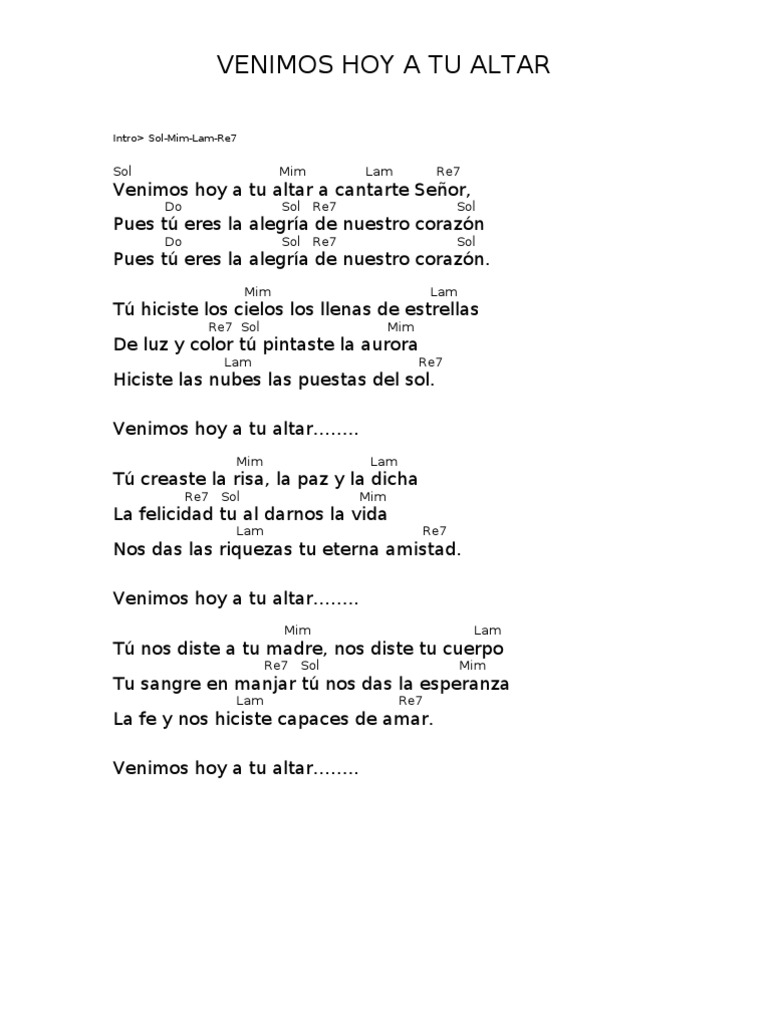 Venimos Hoy A Tu Altar Pdf