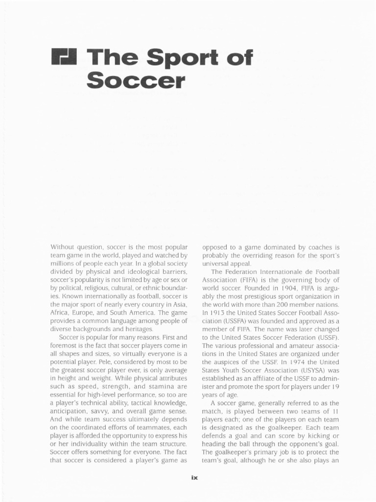 .The Sport of Soccer | PDF | Games Of Physical Skill | Sport Variants