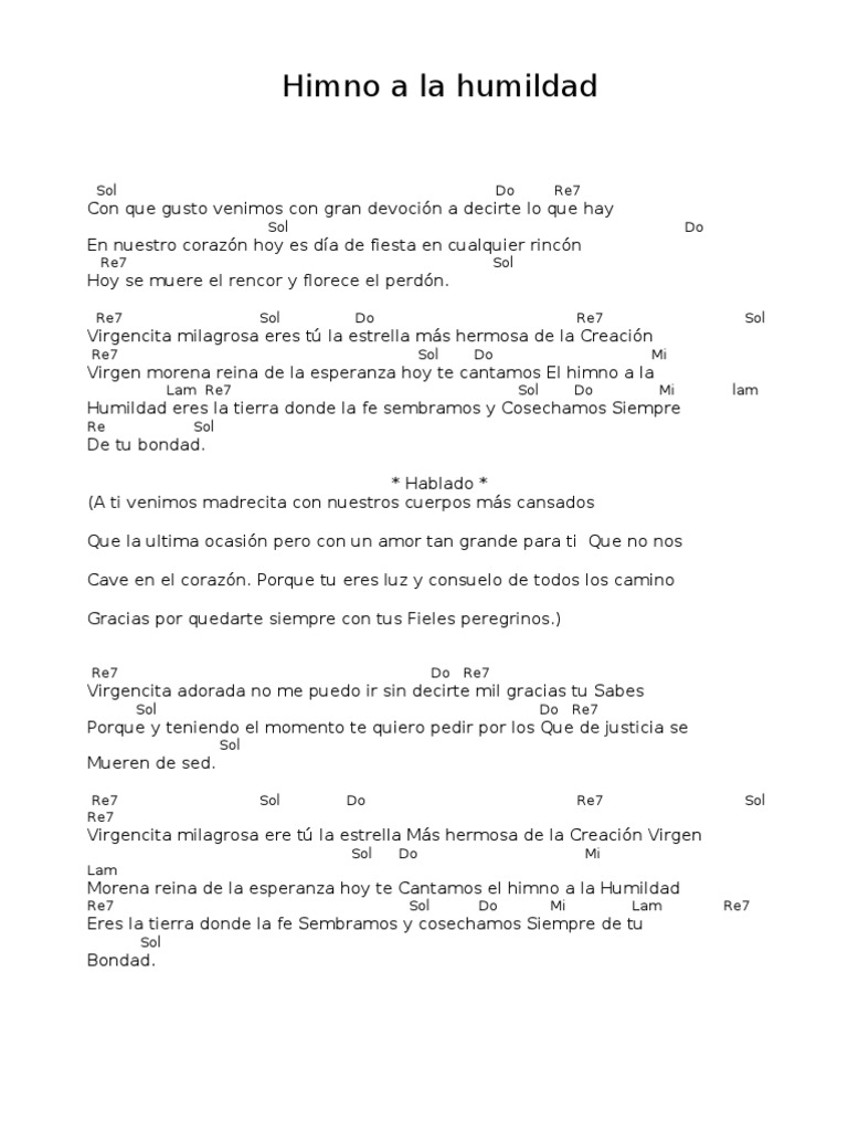 Himno A La Humildad | PDF | Ocio