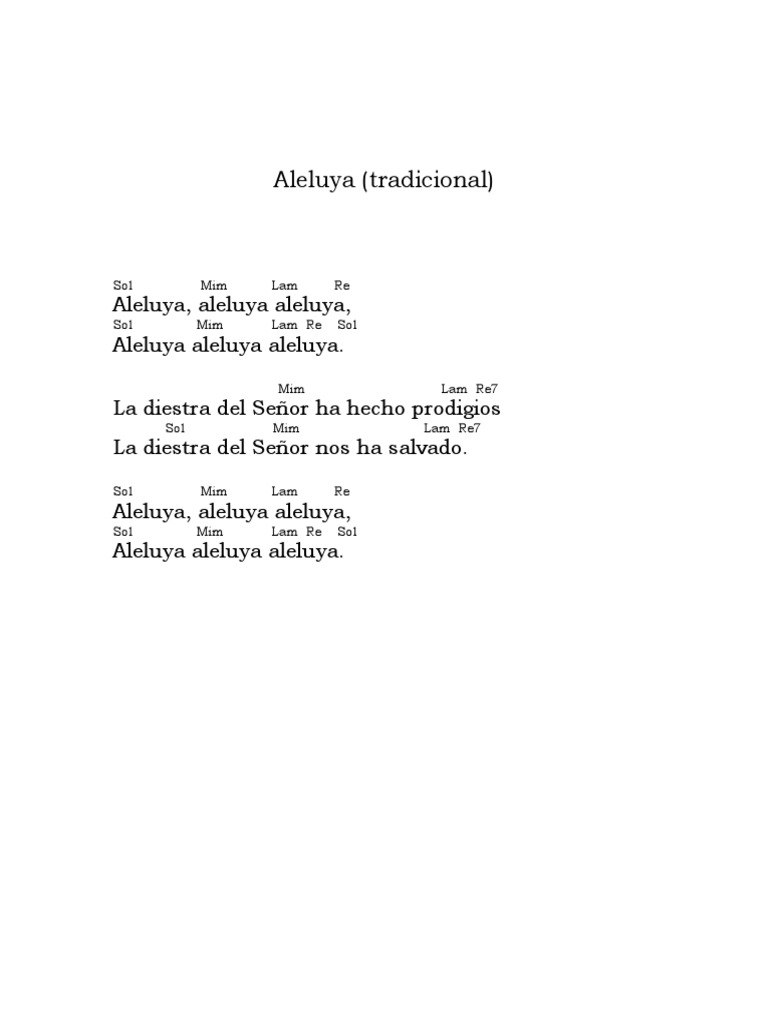 Aleluya Tradicional: Letra y Acordes | PDF