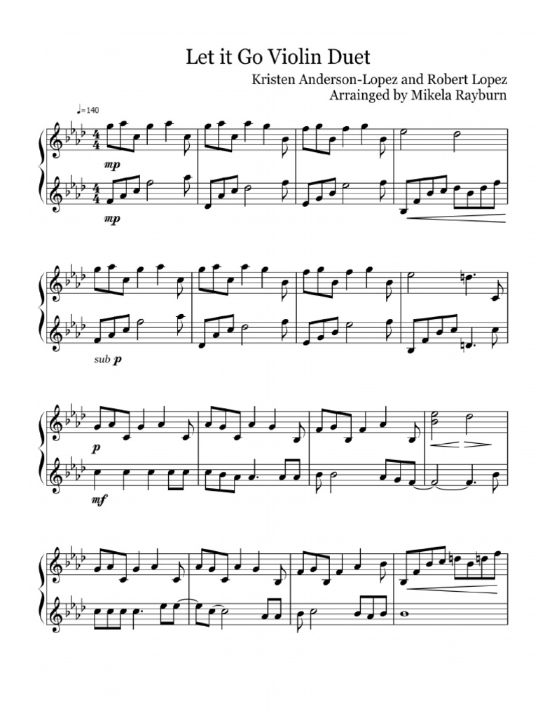 Let It Go Violin Duet | PDF