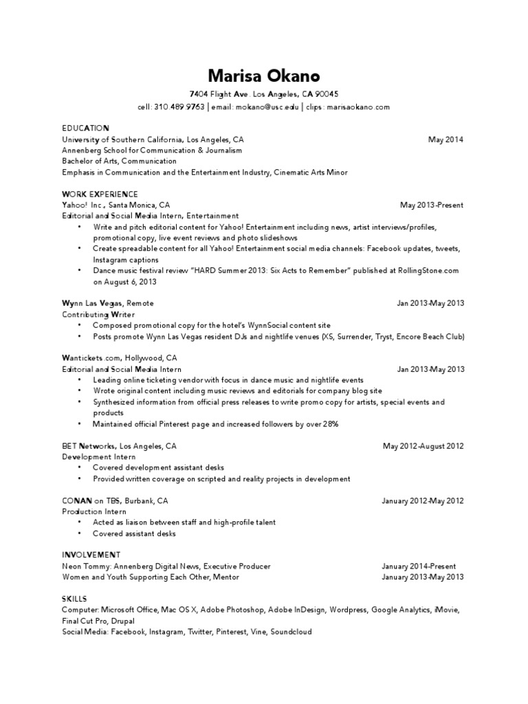 Marisa Okano - Resume | PDF