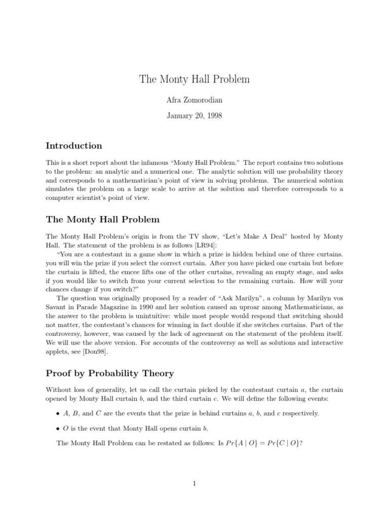 Monty Hall PDF | PDF