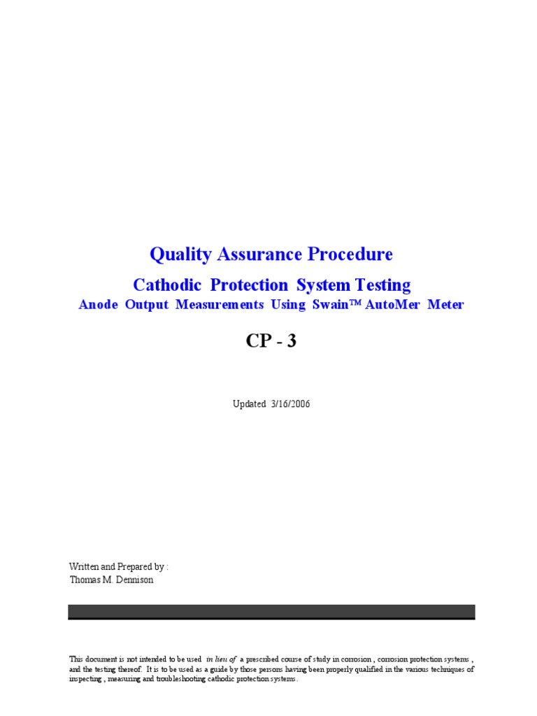 Cathodic Protection System Testing Guide | PDF | Electric Current ...