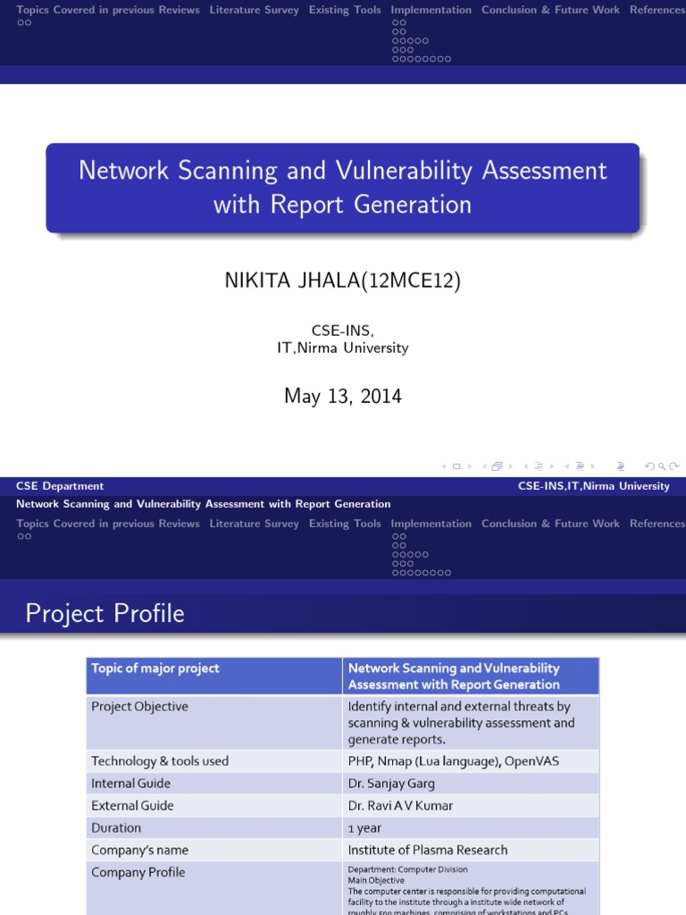 Network Scanning With Vulnerability Assessment and Report Generation ...