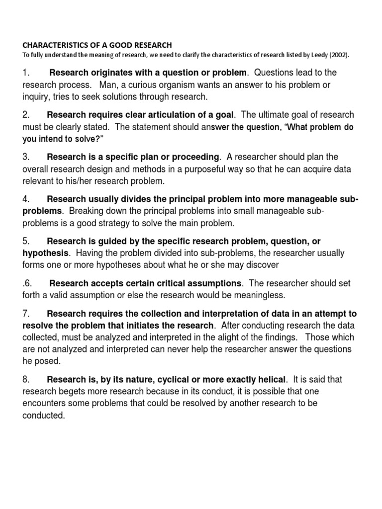 Characteristics of Effective Research | PDF | Hypothesis | Research Methods