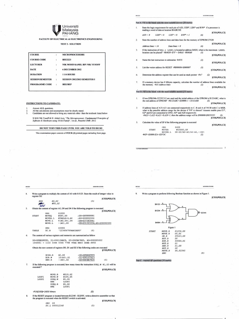 Micro P Test 2 Skema | PDF | Subroutine | Computer Programming