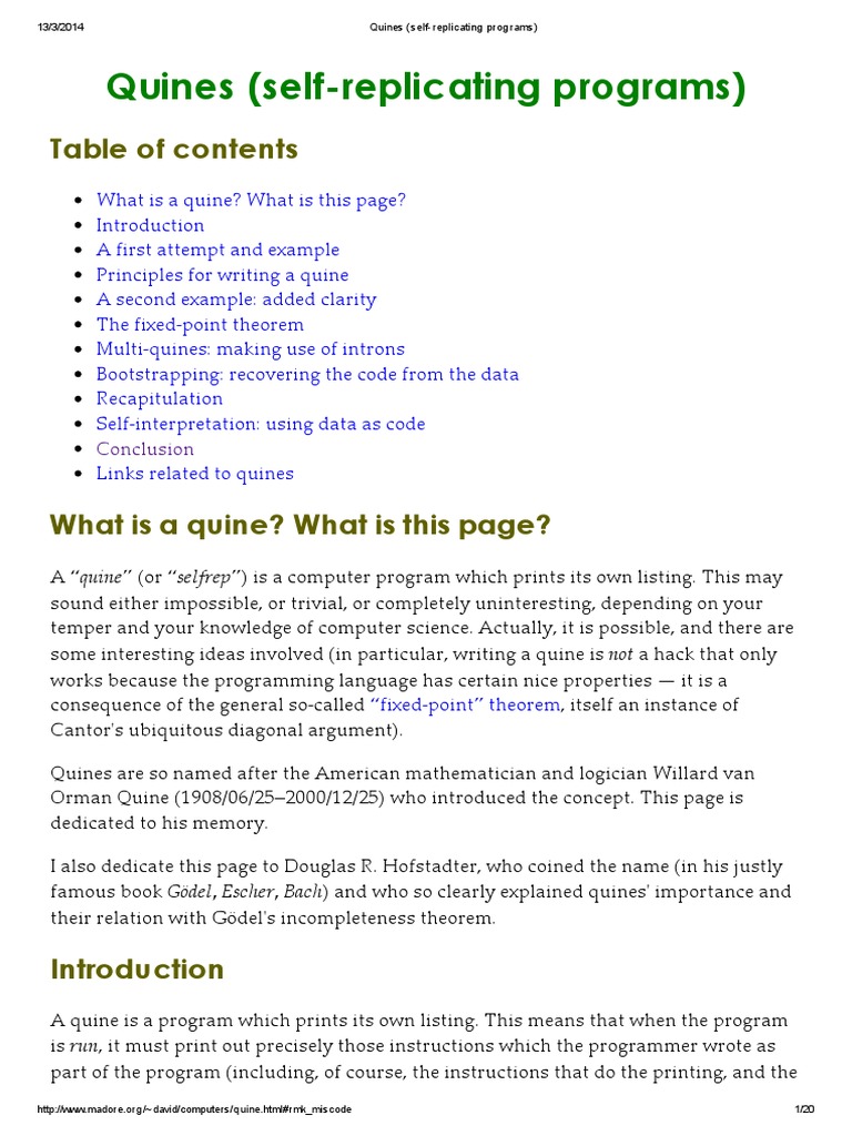 Quines (Self-Replicating Programs) | PDF | Computability Theory | Computer Programming