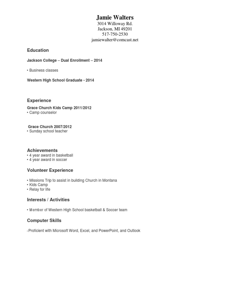 Jamie Walters' Resume Overview | PDF | Career & Growth