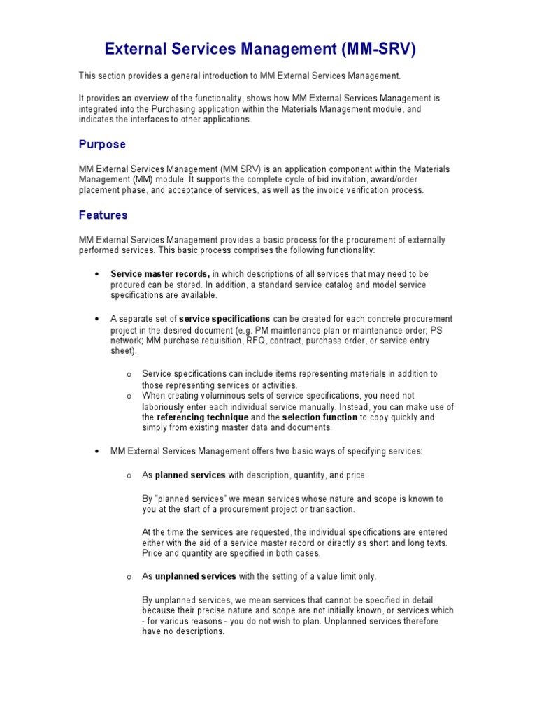 External Services Management | PDF | Specification (Technical Standard ...