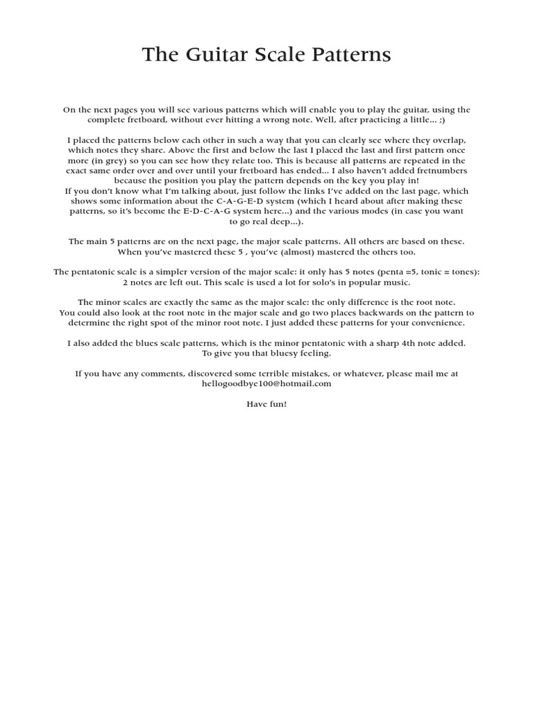 The Guitar Scale Patterns | PDF | Scale (Music) | Mode (Music)