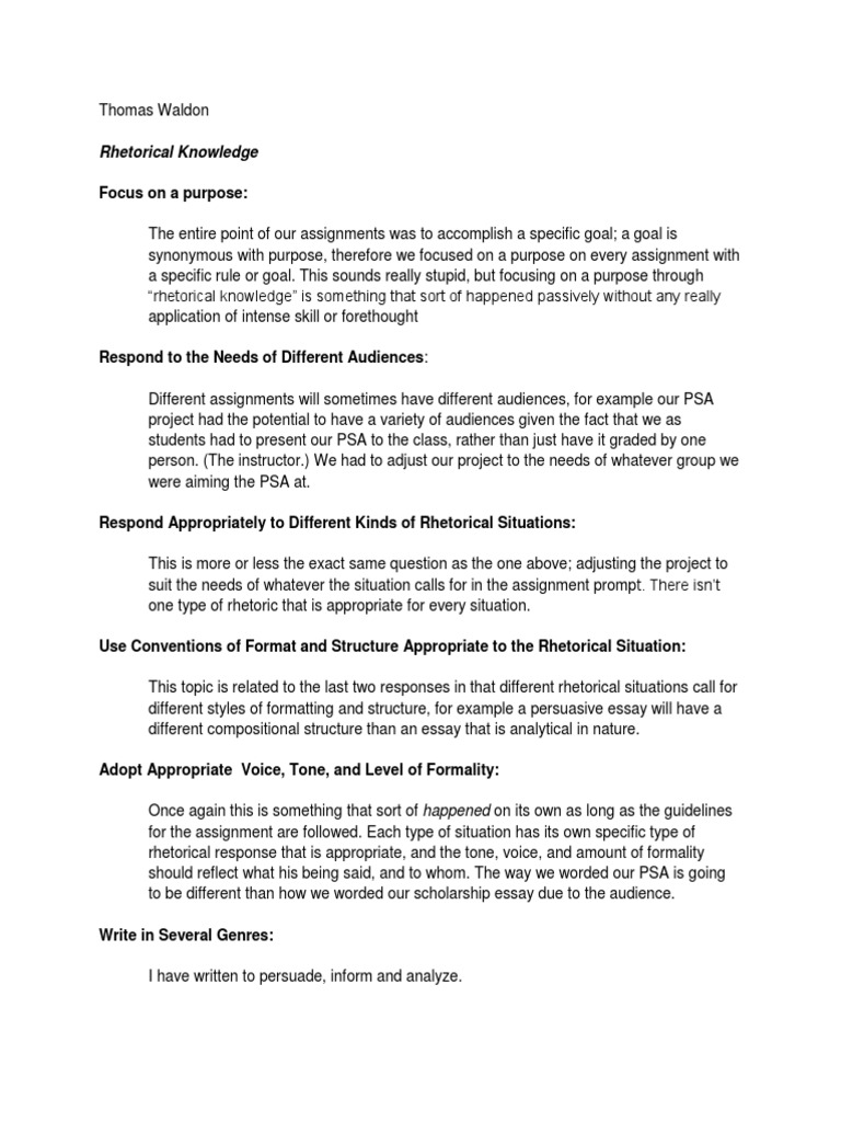 Rhetorical Knowledge | PDF | Rhetoric | Essays