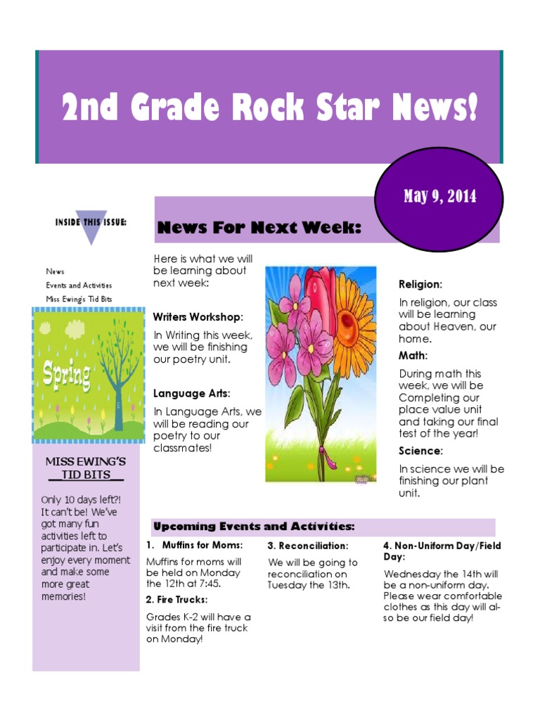 2nd Grade Weekly Learning Overview | PDF | Language Arts & Discipline ...