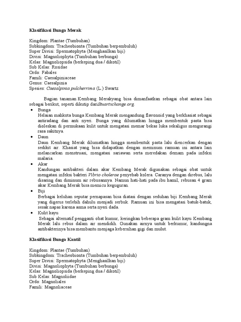 Klasifikasi Bunga Merak | PDF