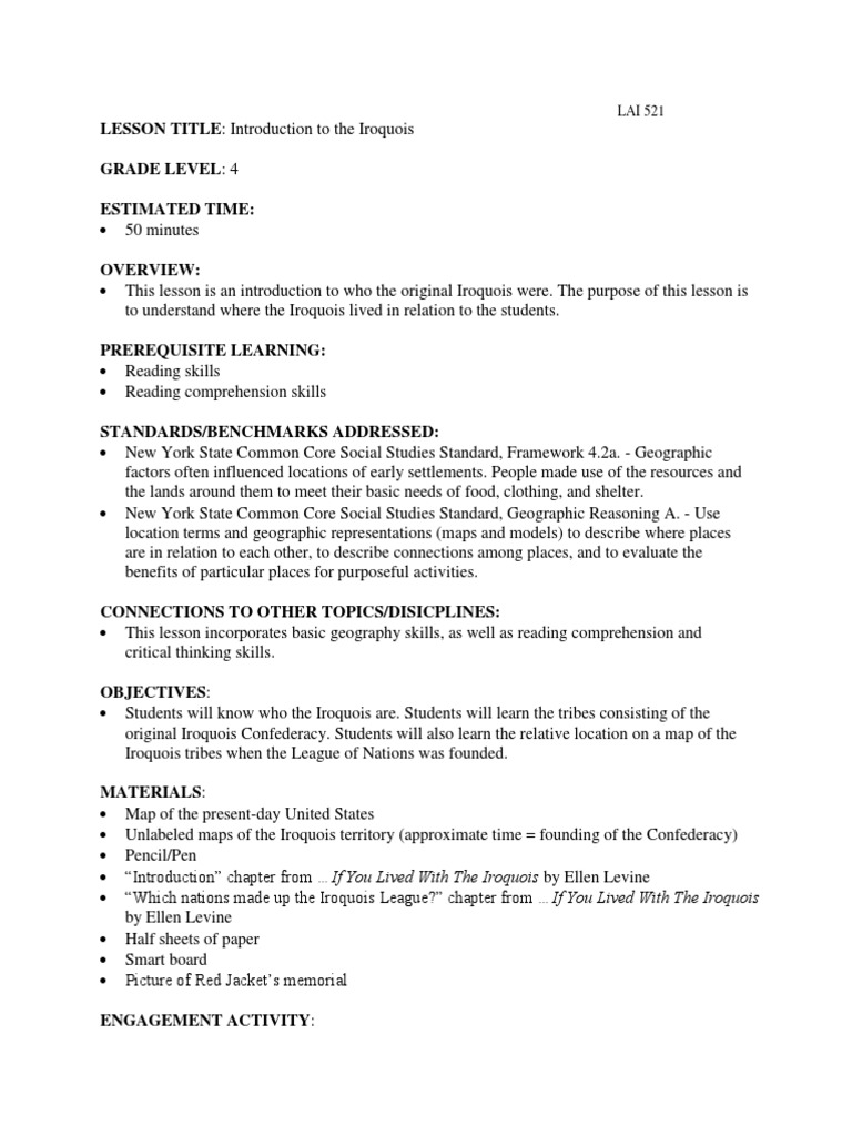 Introduction to the Iroquois for Kids | PDF | Iroquois | Common Core ...
