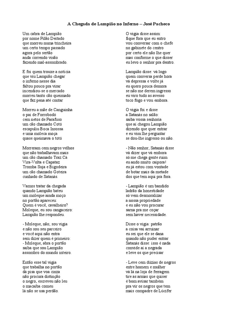 A Chegada de Lampião No Inferno - José Pacheco | PDF | Cães