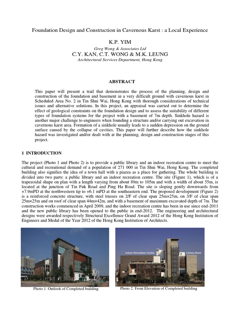 Foundation Design in Cavernous Karst | PDF | Sinkhole | Deep Foundation