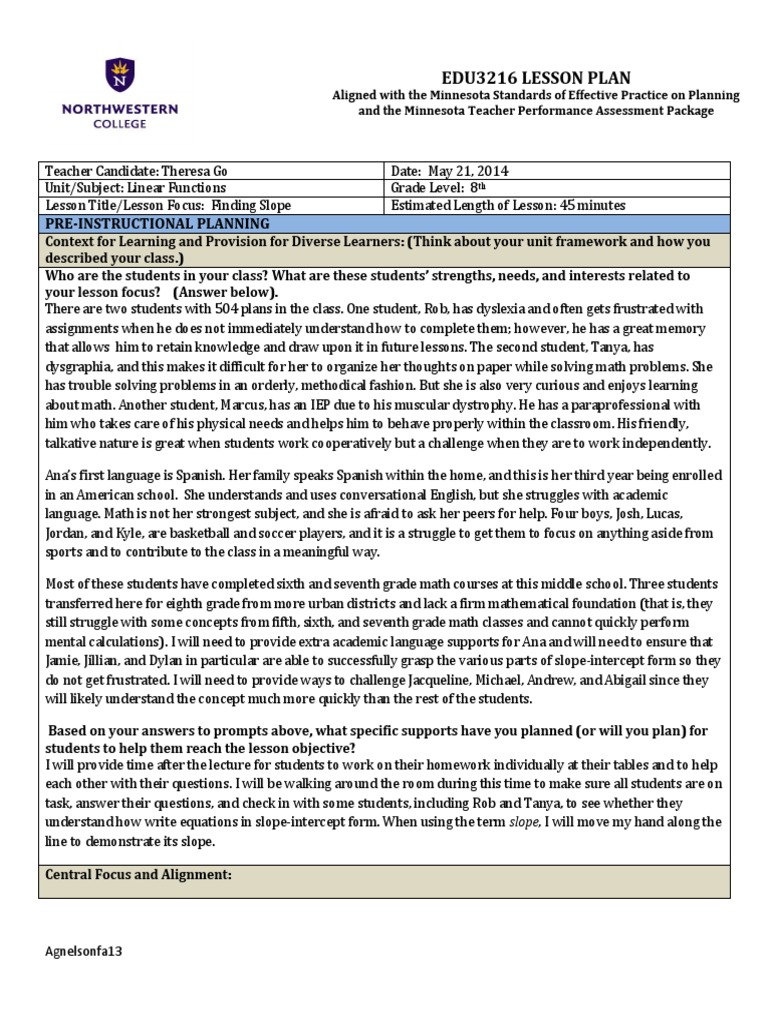 Finding Slope Lesson Plan | PDF | Slope | Educational Assessment