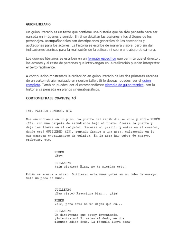 Estructura y Ejemplo de Guion Literario | PDF | Guión | Ocio