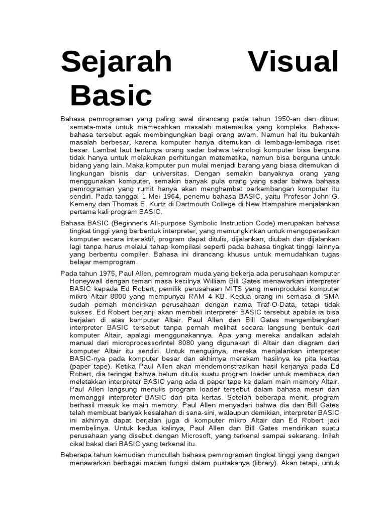 Sejarah Visual Basic | PDF