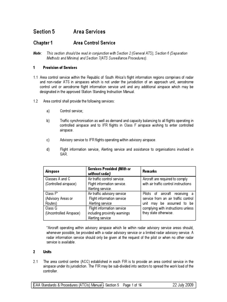 Area Control Service | PDF | Air Traffic Control | Instrument Flight Rules