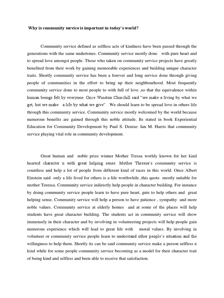 Why community service is important today | PDF | Contentment | Volunteering