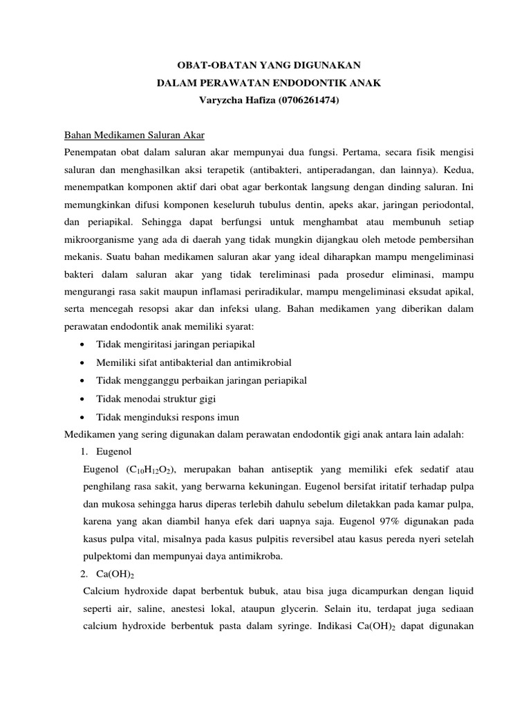 Medikamen Endodontik untuk Anak | PDF
