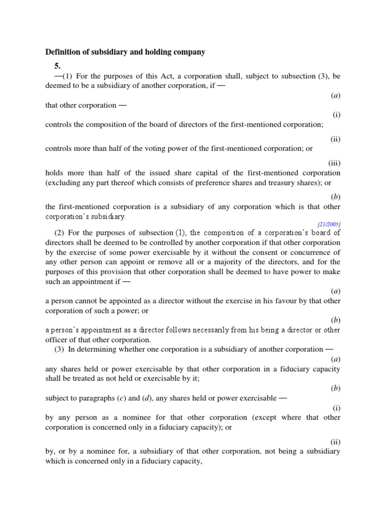 Definition of Subsidiary and Holding Company | Subsidiary | Board Of ...