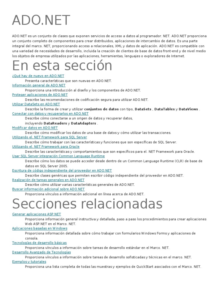 Ado Net | PDF | Active X Data Objects | Tabla (base de datos)
