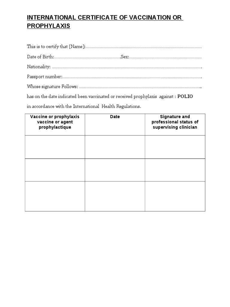 Polio Certificate | PDF | Health Policy | Health Care