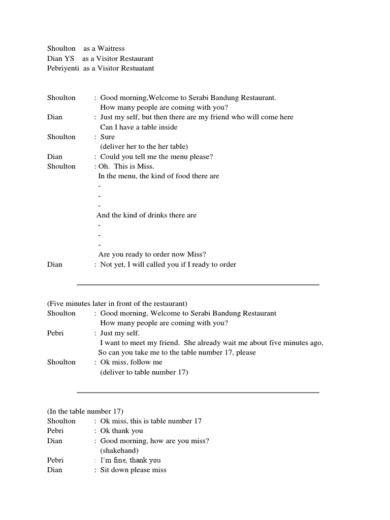 Dialog How To Order Food | Download Free PDF | Waiting Staff | Restaurants