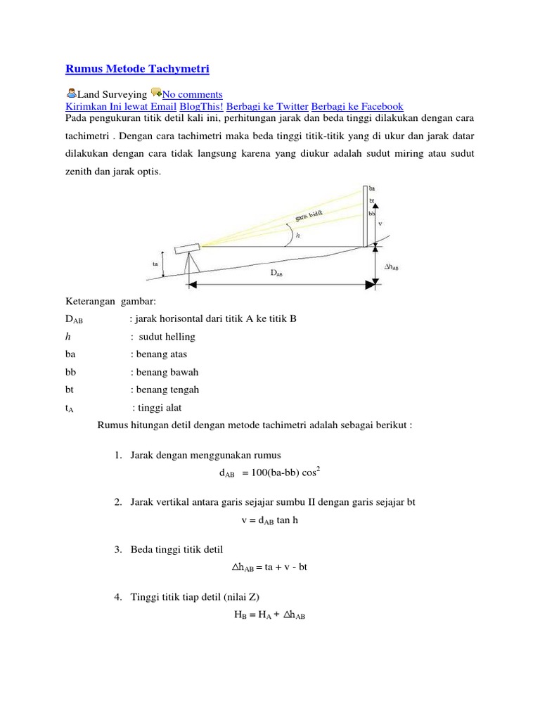 Rumus Metode Tachymetri | PDF