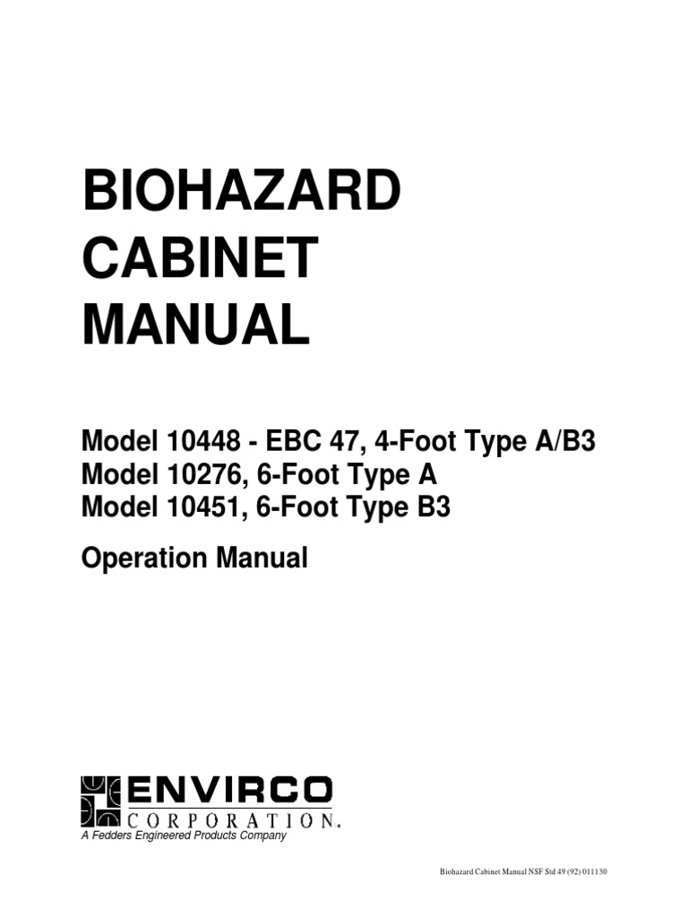 Biohazard Cabinet Manual Overview | PDF | Electrical Connector ...