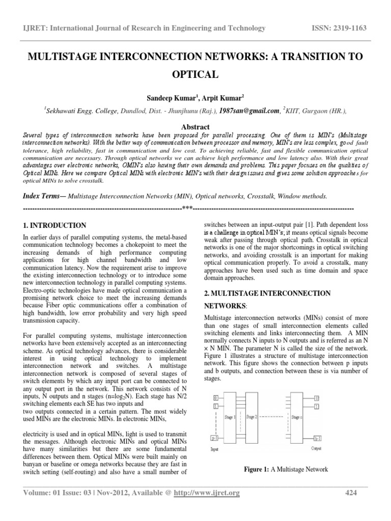 Multistage Interconnection Networks A Transition To Optical | PDF | Wavelength Division ...