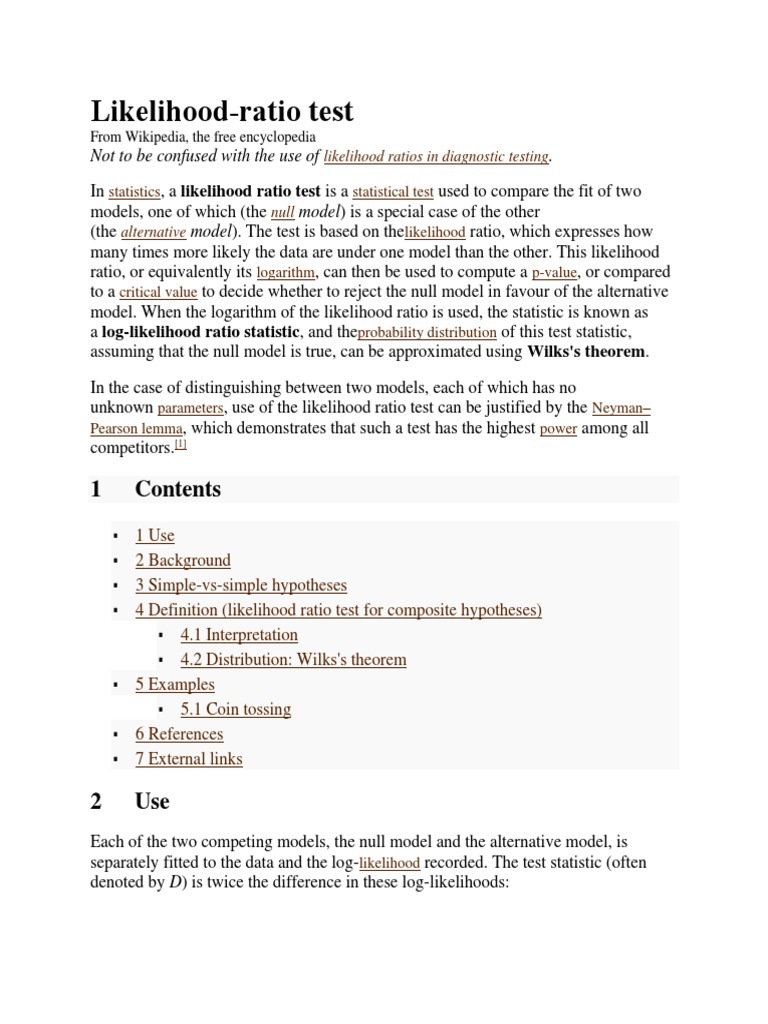 Likelihood Ratio Test | PDF | Statistical Hypothesis Testing ...