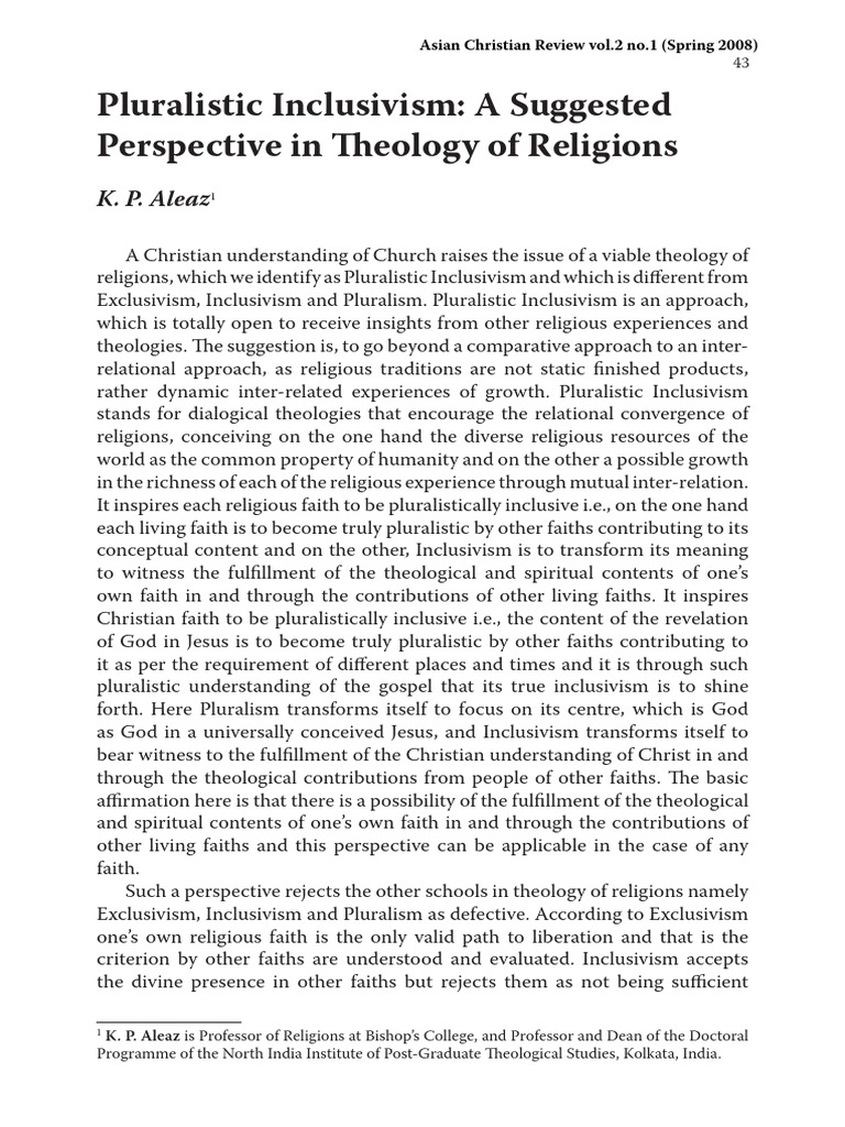 Pluralistic Inclusivism in Theology | PDF | Religious Pluralism | Brahman
