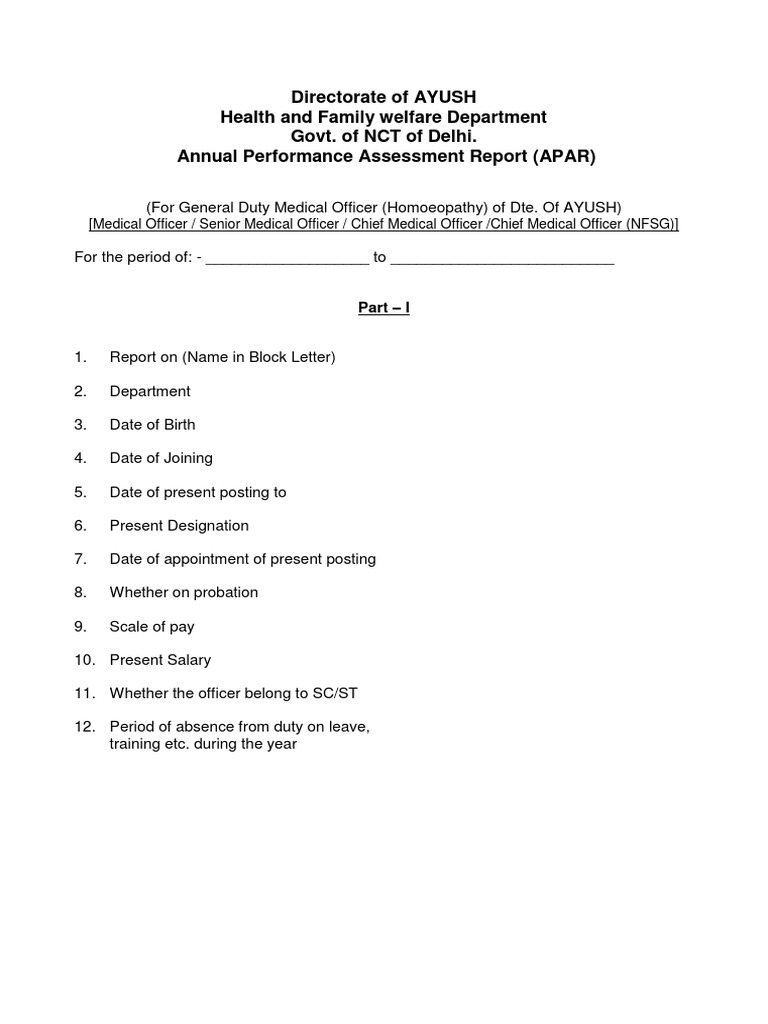 APAR Performa For GDMO | PDF | Health Care | Academia