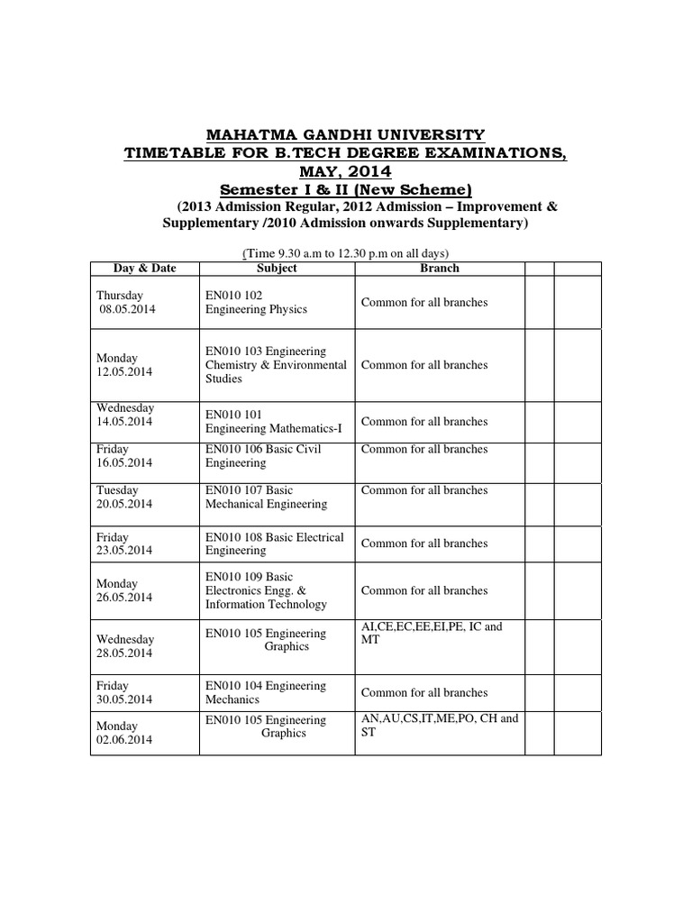 Time Table | PDF | Instrumentation | Electrical Engineering
