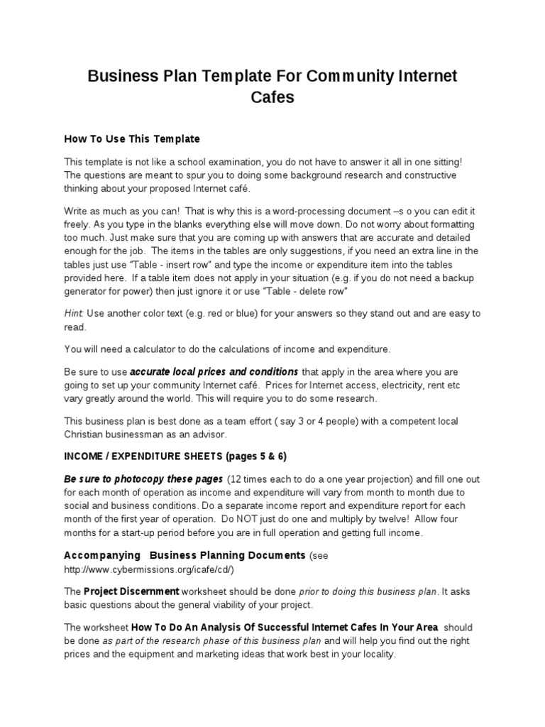 Community Internet Café Business Plan | PDF | Depreciation | Profit ...