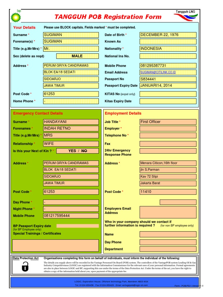 Vantage Syst Form1 | PDF | Personally Identifiable Information | Bp