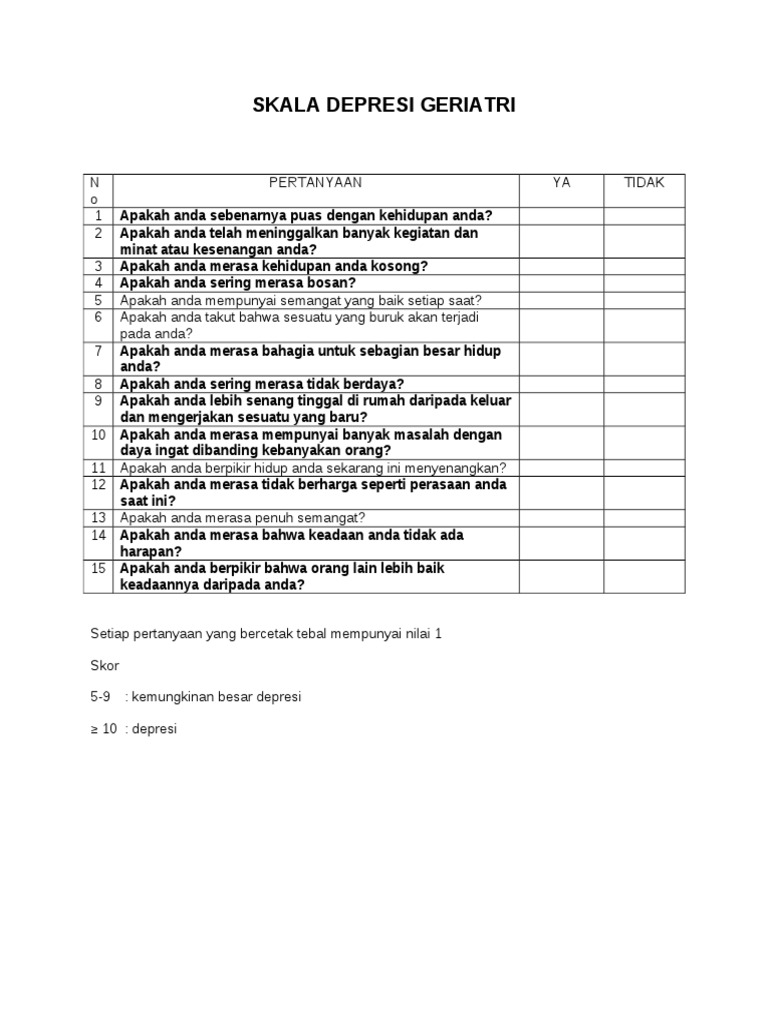 Skala Depresi Geriatri | PDF