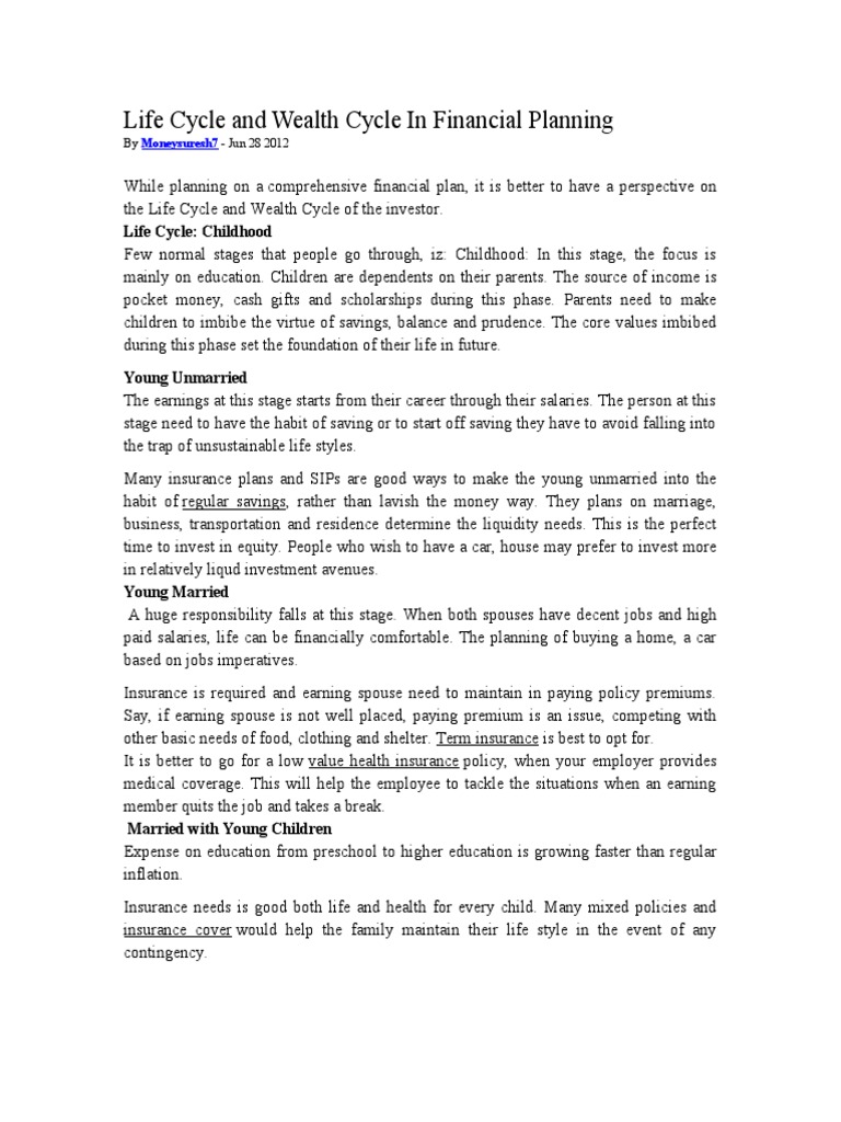 Life Cycle and Wealth Cycle in Financial Planning | PDF | Service ...