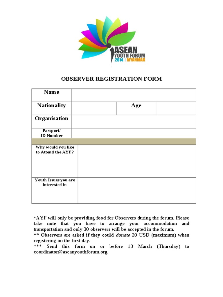 AYF Observer Registration Form | PDF