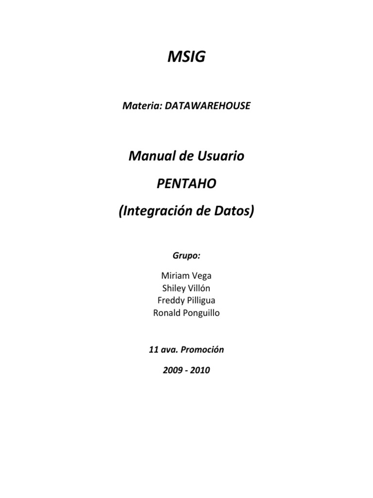Manual de PenManual de Pentaho | PDF | Tabla (base de datos) | SQL