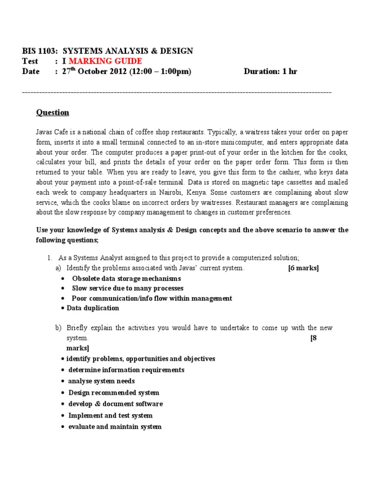 Test Marking Guide | PDF | Restaurants | Point Of Sale